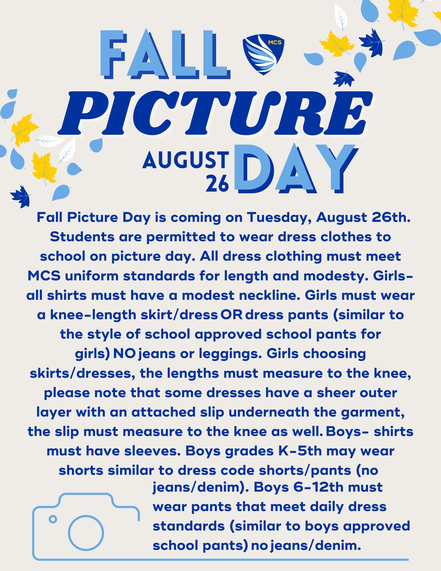 Fall Picture Day 2025 - Middletown Christian Schools